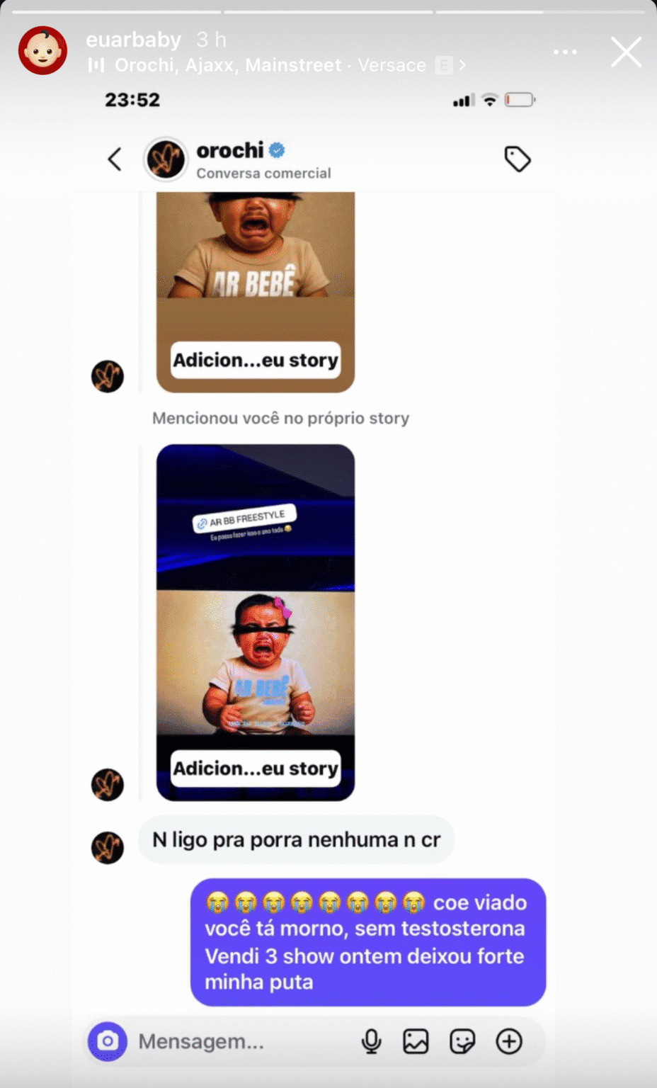 Entenda a treta entre Orochi e AR Baby